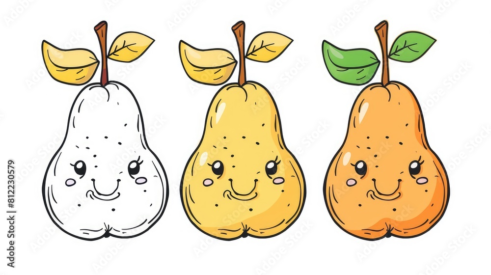 Coloring Book featuring Adorable Pear Fruit for Young Children in ...