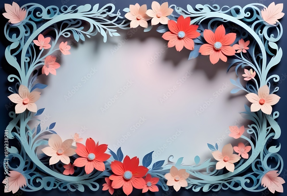 Frame for background paper cut style flowers and the vibrant colors ...