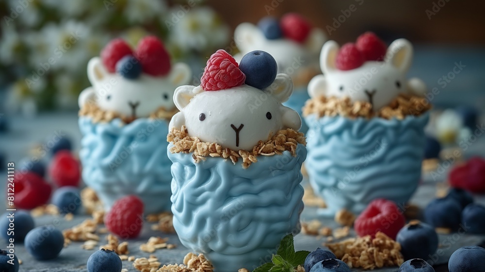 Adorable sheep-shaped yogurt parfaits, layered with granola and fresh ...