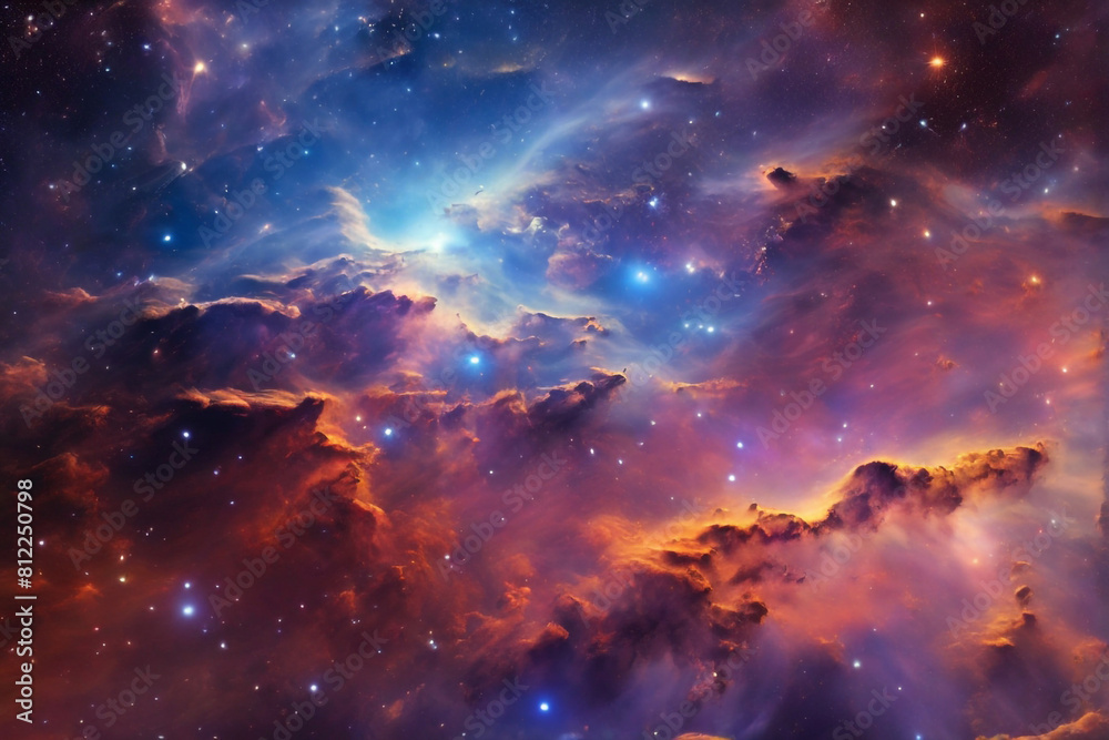 A high-resolution image of a star cluster surrounded by glowing gas ...
