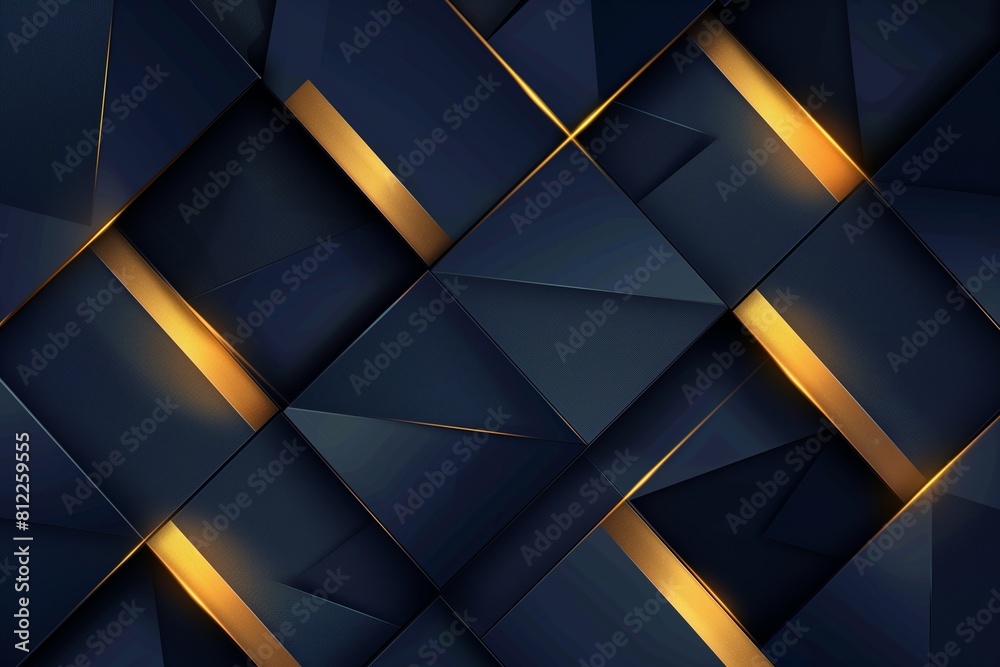 Dark blue and golden abstract tech geometric motion background ...