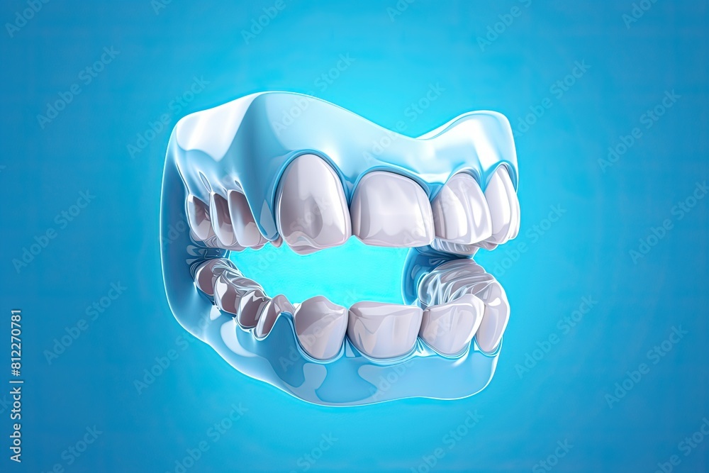 3D model of a single tooth against a vibrant blue background, Clear ...