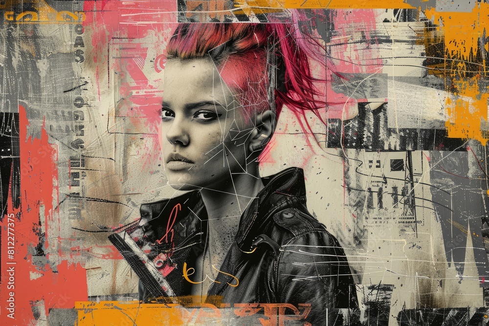 Punk and halftone collage, edgy modern style merging rebellious punk ...