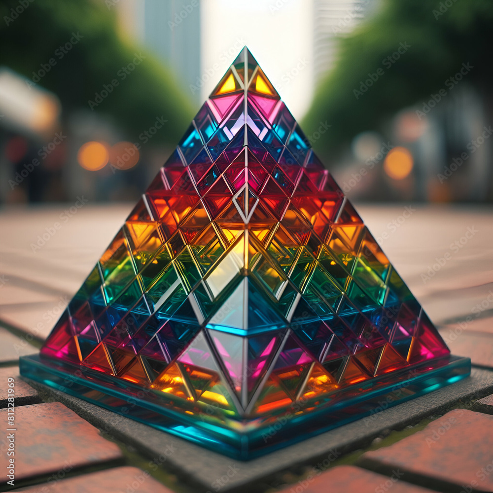 A Triangular Equilateral Pendant Pyramid Rainbow Chrystal Made with ...