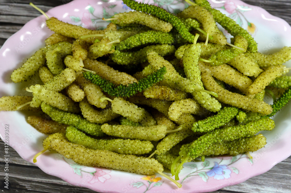 White Shahtoot Mulberry fruits, Long Morus nigra or alba edible fruit ...