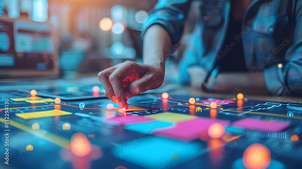 Teams using interactive tools in workshop to map improve business ...