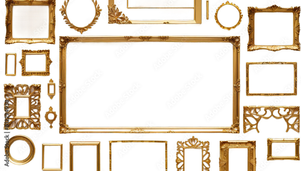 golden frames white background frame picture painting gold old ...