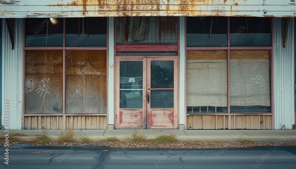 Powerful image depicts recession's essence: closed storefront, symbolizing abandonment and ...