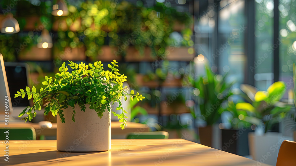Green, sustainable and ecological office space with daily employee ...