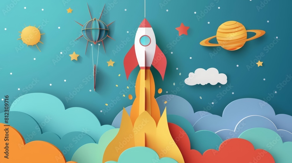 Paper Effect greeting card concept illustration of lean startup ...