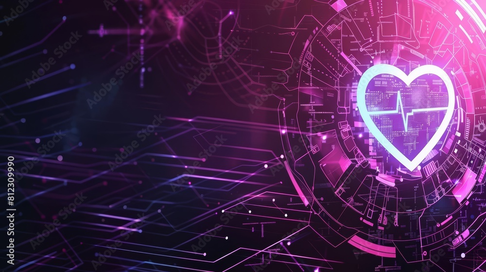 Technology background of a digital health interface in cyber color ...