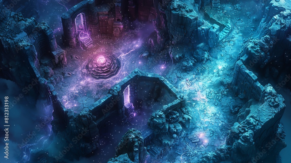 Very detailed 2D Hand Drawn. Top down aerial view. Like a Dungeons and ...