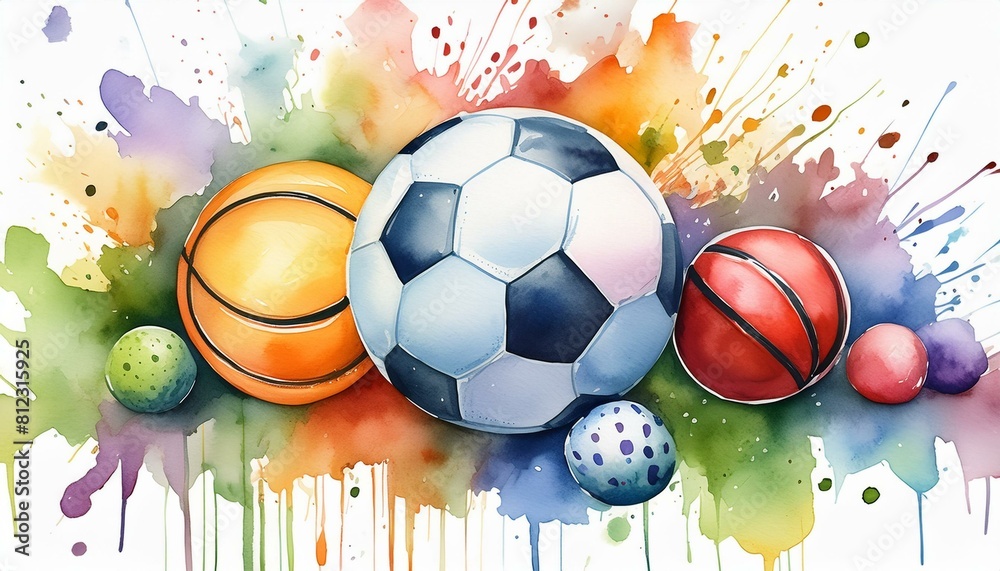 Watercolor Ball Sports Illustration, Ball Sports Clipart. Sport is life ...