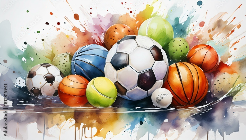 Watercolor Ball Sports Illustration, Ball Sports Clipart. Sport is life ...