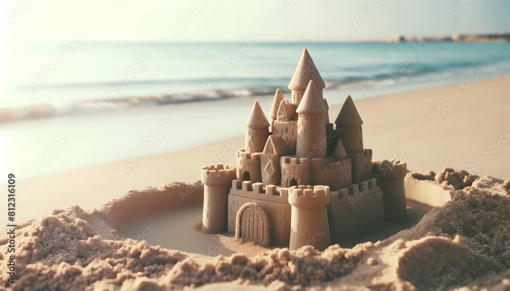 Sandcastle on Beach with Soft Colors in Daylight. Summer background ...