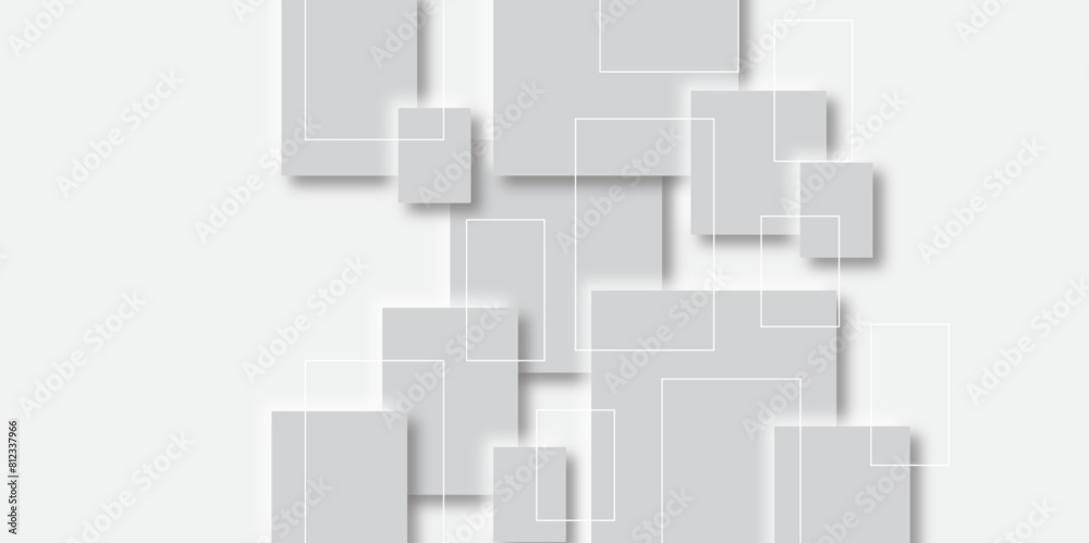 Abstract white and grey geometric overlapping square pattern, design of ...
