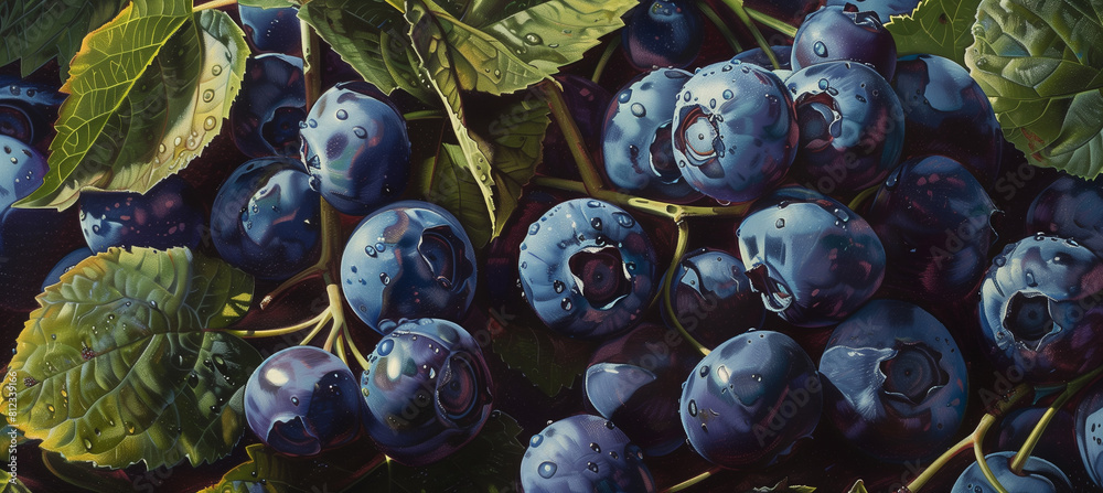 Detailed close-up image of ripe, vibrant blueberries showcasing their ...