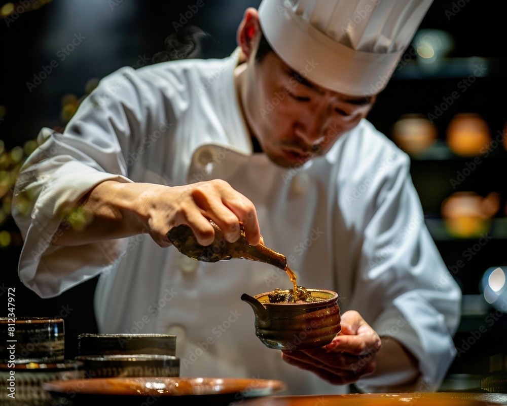 Chef pairing flounder with rare teas in a ceremonial tea house cultural ...