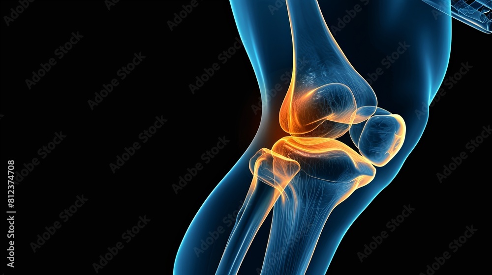 Ilustração do Stock: An X-ray blue of a knee with the knee joint ...