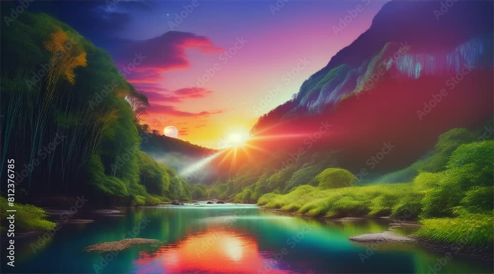 ฺBeautiful 3D map of land, river - high angle. World showing the earth ...