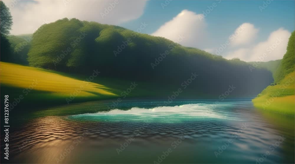 ฺBeautiful 3D map of land, river - high angle. World showing the earth ...