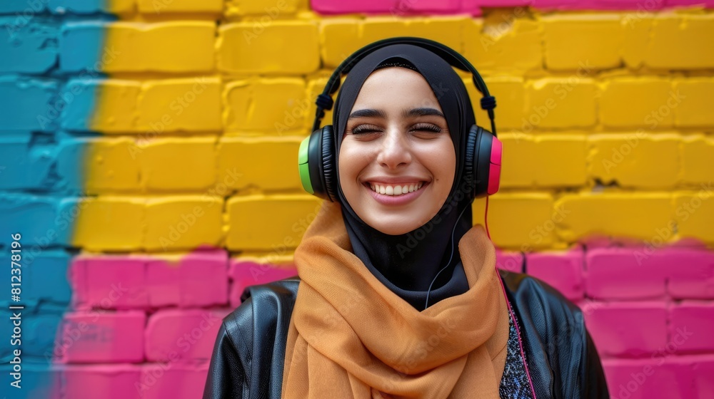 International Women's Day portrait of a happy young gen-z muslim woman ...