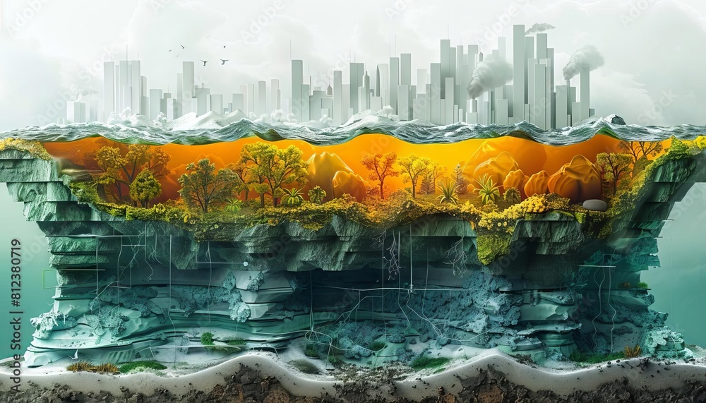 A conceptual diorama showing layers of Earths atmosphere, each layer ...