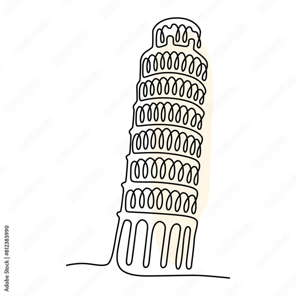 Poster Continuous line art of pisa. Simple line art. One line vector ...