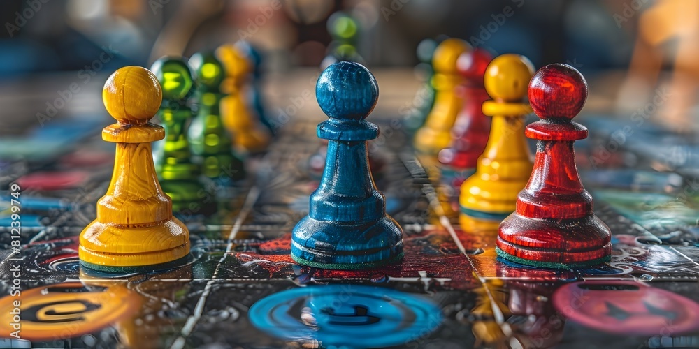 Colorful Chess Pieces on a Board Game Themed Digital for Board Game ...