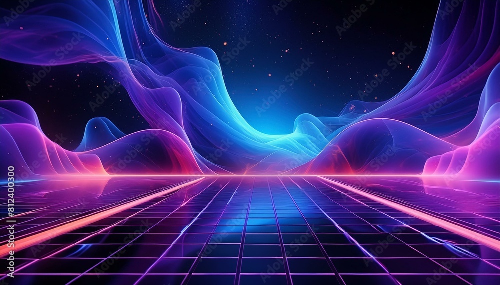 Synthwave vaporwave retrowave cyber background with copy space, laser ...