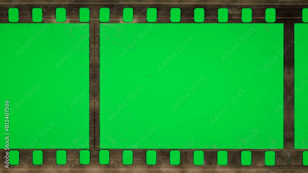 Green screen loop footage of old negative film strip frame. Slow ...