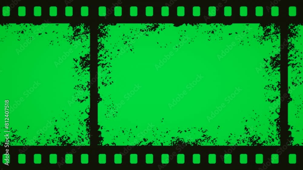 Green screen loop footage of old negative film strip frame. Slow ...