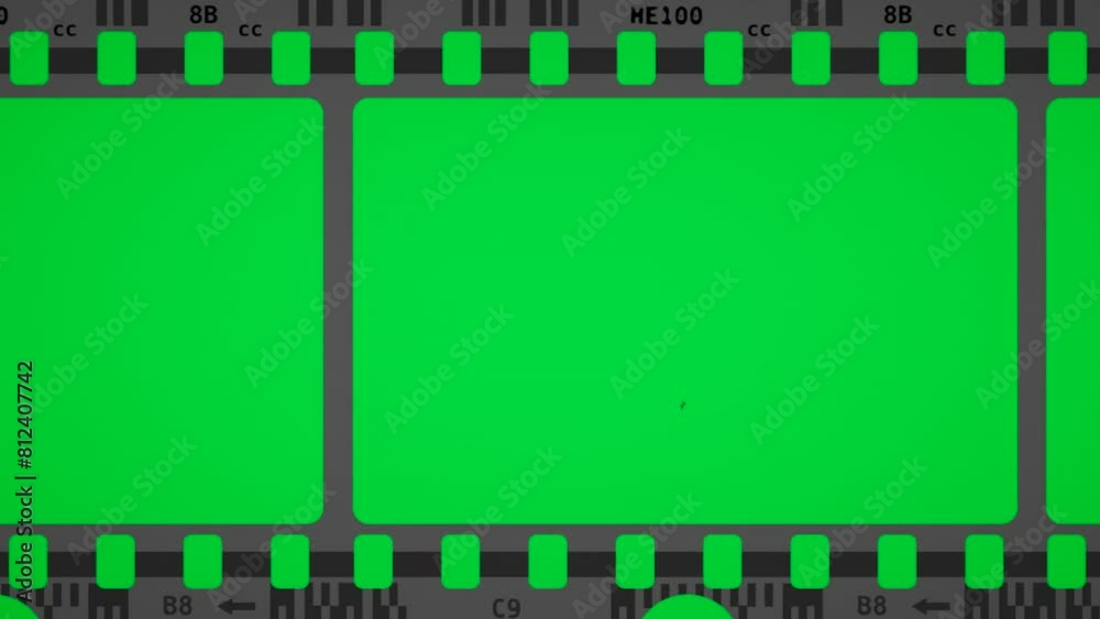 Green screen loop footage of old negative film strip frame. Slow ...