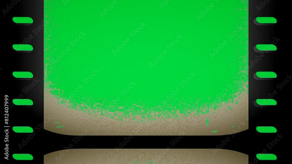 Green screen loop footage of old negative film strip frame. Slow ...