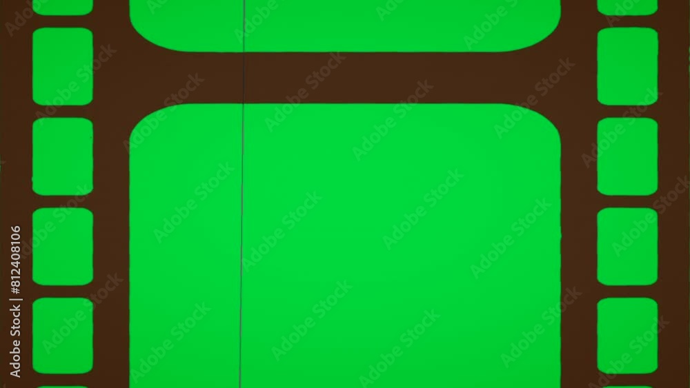 Green screen loop footage of old negative film strip frame. Slow ...