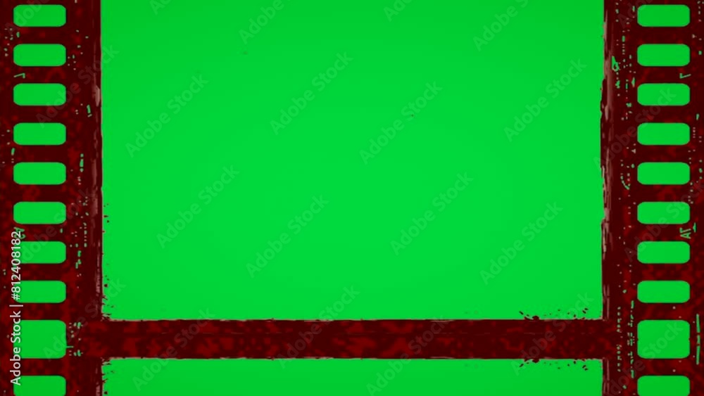 Green screen loop footage of old negative film strip frame. Slow ...