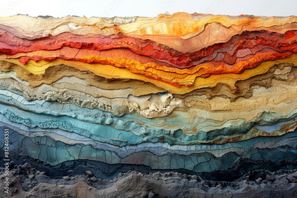 Eroding soil, subsoil and bedrock underground soil layer of cross ...