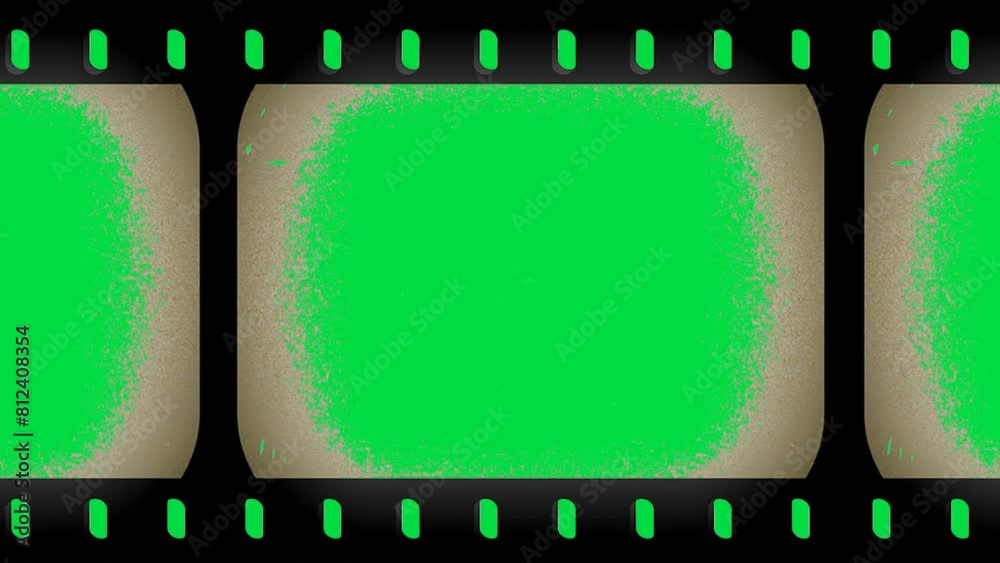 Green screen loop footage of old negative film strip frame. Slow ...