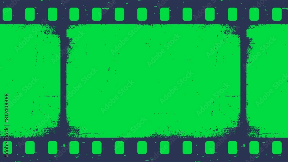 Green screen loop footage of old negative film strip frame. Slow ...