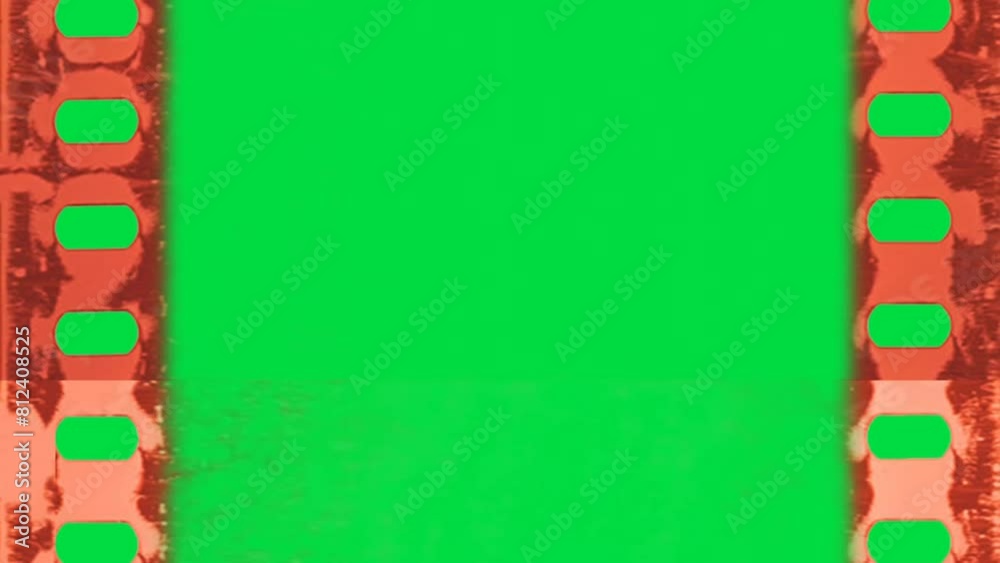 Green screen loop footage of old negative film strip frame. fast motion ...