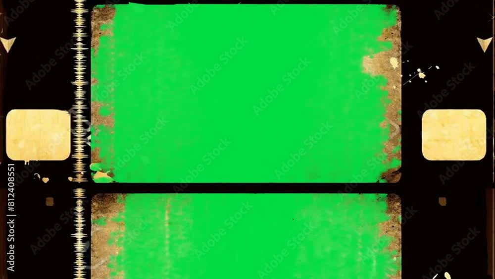 Green screen loop footage of old negative film strip frame. fast motion ...