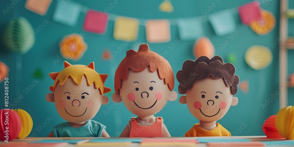 Children Expressing Positive Emotions and Feelings in Cheerful Cartoon ...