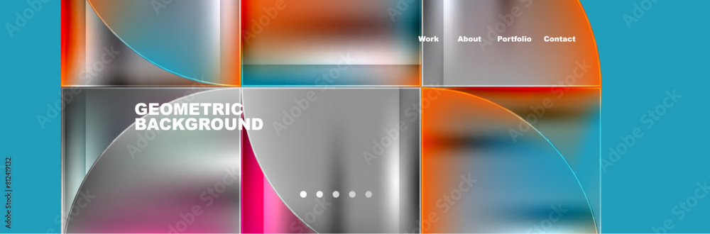 Round triangles and squares web site page template. Vector Illustration ...