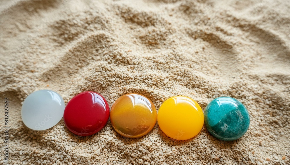 beach ball on sand, pills on white background, ball on the beach, green ...