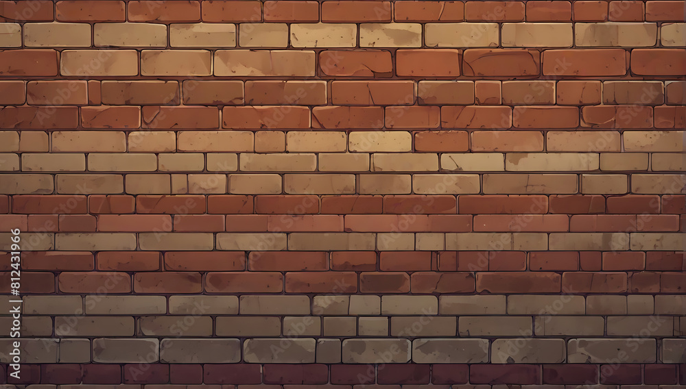 ภาพประกอบสต็อก 2D game level brick wall design, brick texture with ...