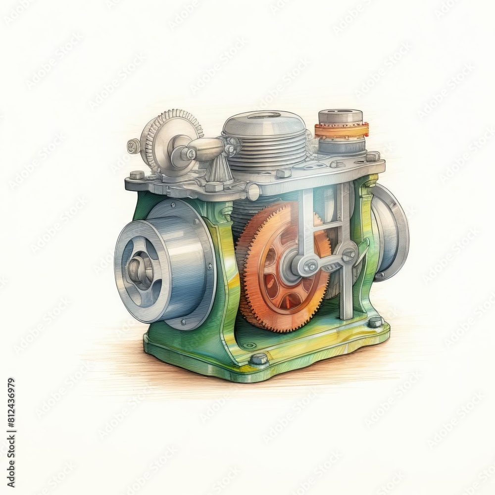 technical illustration of a complex mechanical device Stock ...