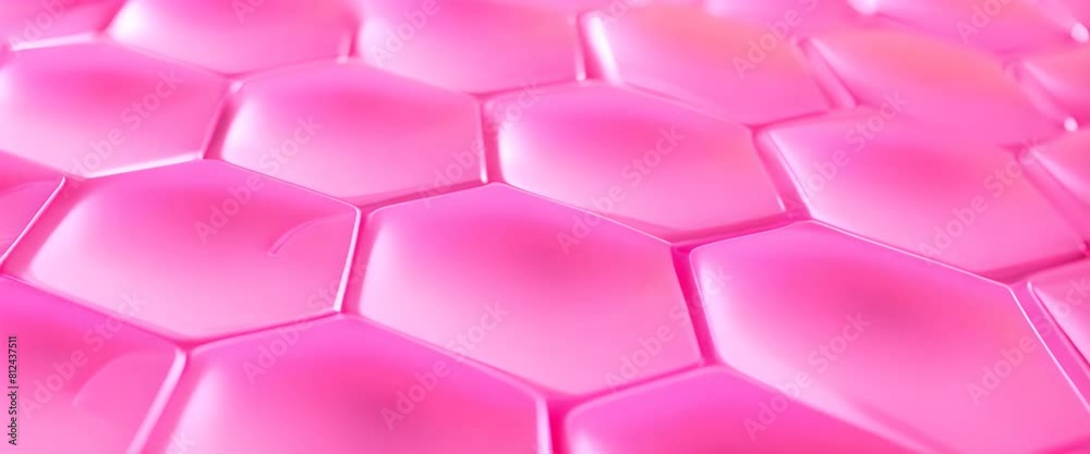 Hexagonal skin textures glowing with health, flat soft pink background ...