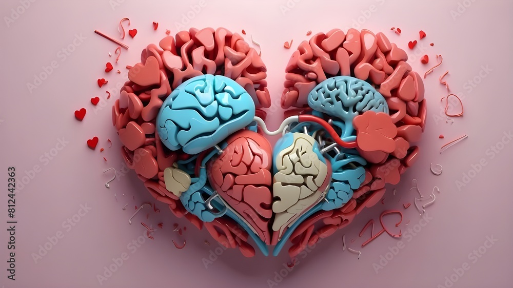 Heart and Brain for Mental Health Awareness Care, Artificial ...