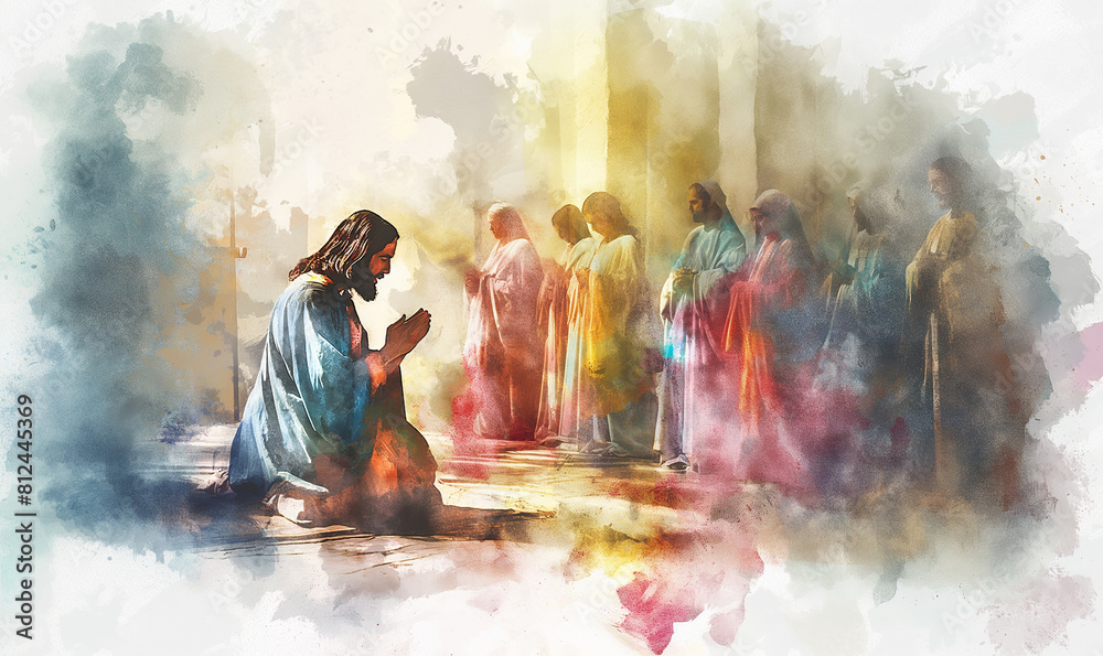 Jesus Christ praying infront of people for miracle and hopes salvation ...