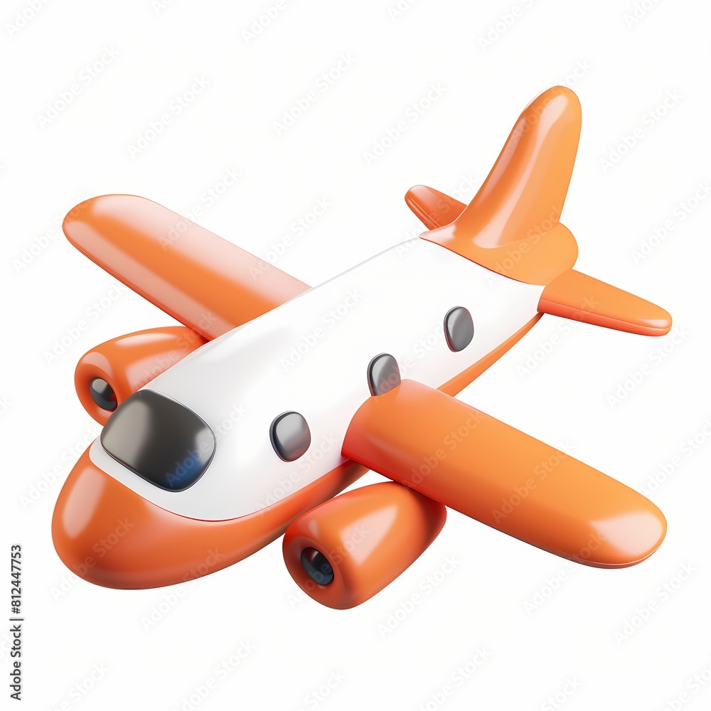 cute airplane icon, 3D render, white background, generative AI Stock ...